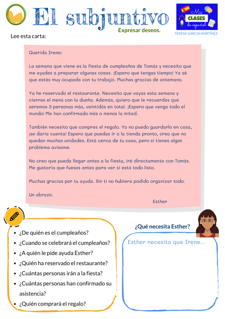 Cuadernillo del Presente de Subjuntivo - Mis clases de español