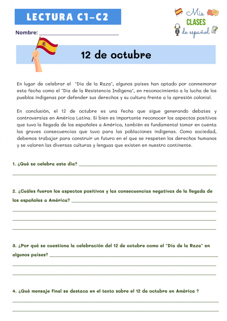 Comprensión lectora C1-C2 - Mis clases de español