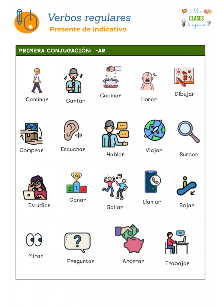 Cuaderno presente de indicativo - Mis clases de español