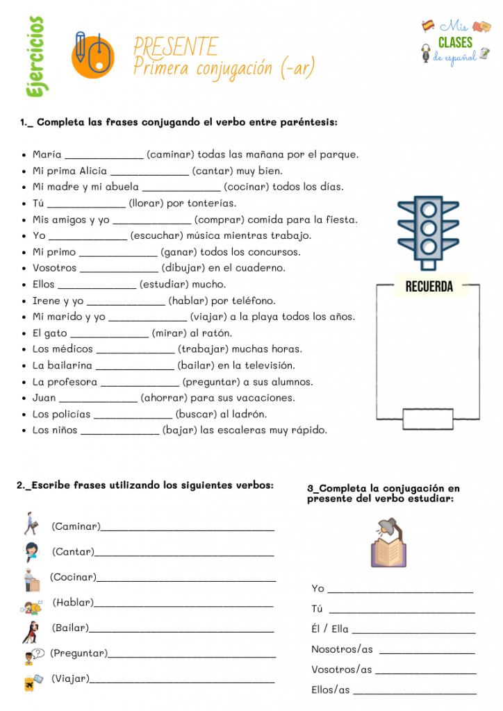 Cuaderno presente de indicativo - Mis clases de español